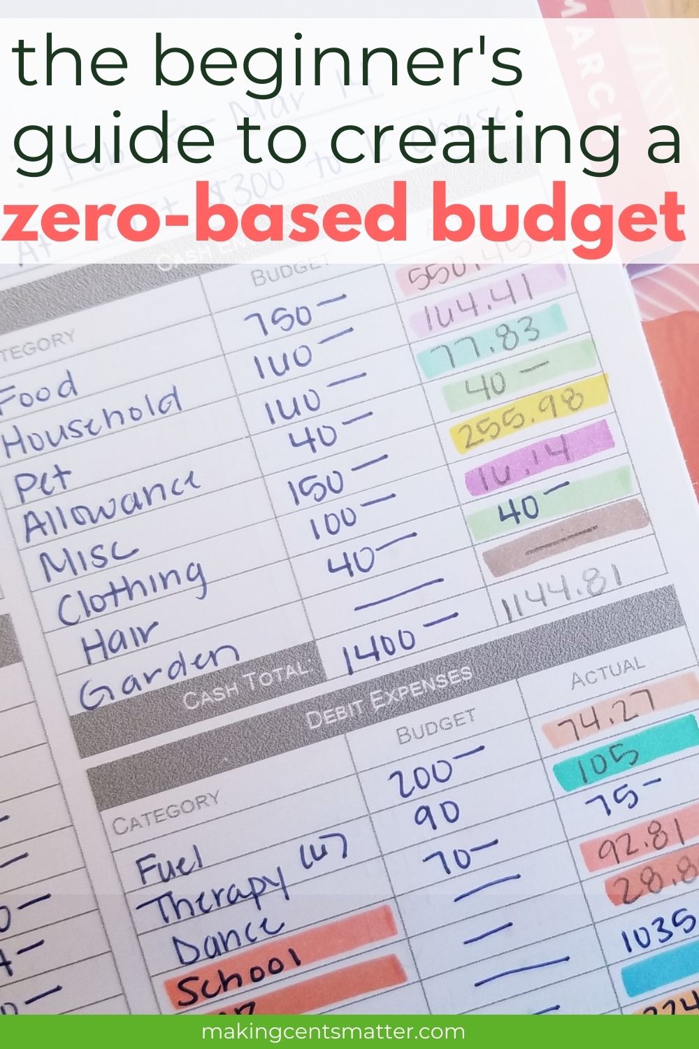 How To Create A Zero-Based Budget - Making Cents Matter