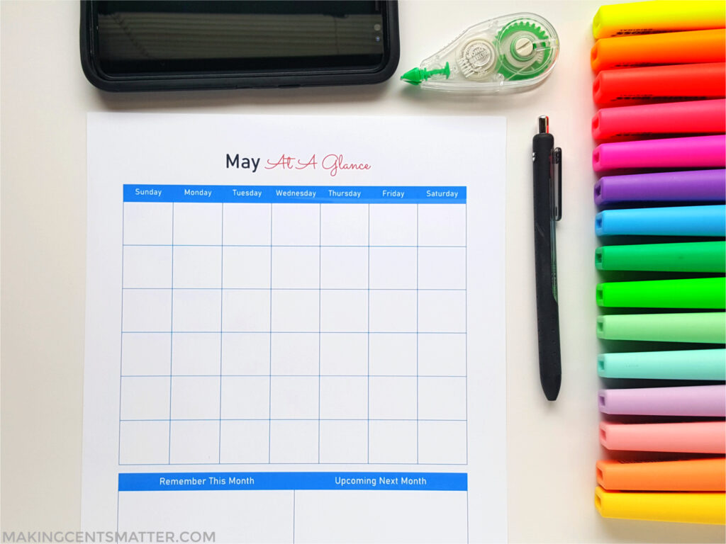 How To Use A Budget Calendar - Making Cents Matter